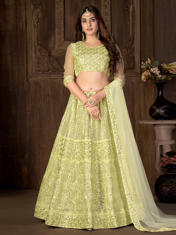 Buy Embroidered Net Lehenga - L084C | Fabricoz USA